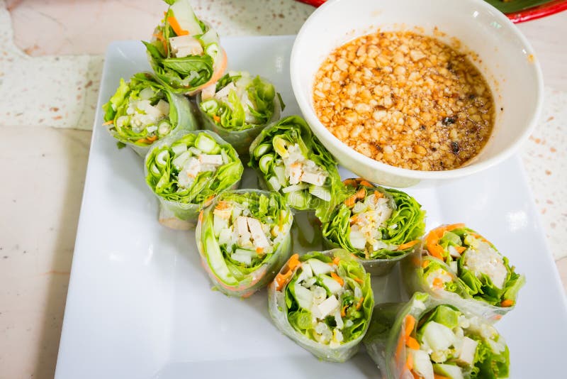 Thai fresh Spring Roll stock photo. Image of vegetable - 44367062