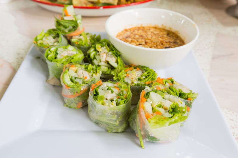 Thai fresh Spring Roll stock photo. Image of seafood - 44367176