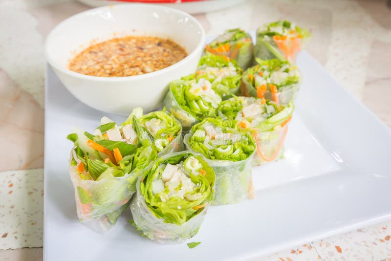 Thai fresh Spring Roll stock image. Image of rice, prawn - 44367221