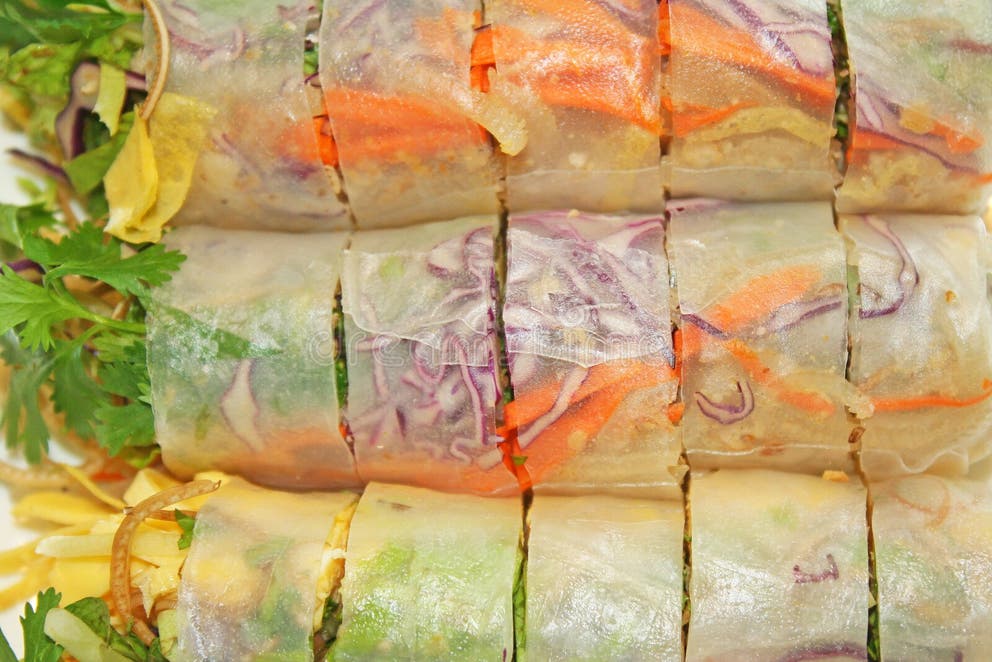 Thai fresh spring rolls stock photo. Image of rice, paper - 133523364