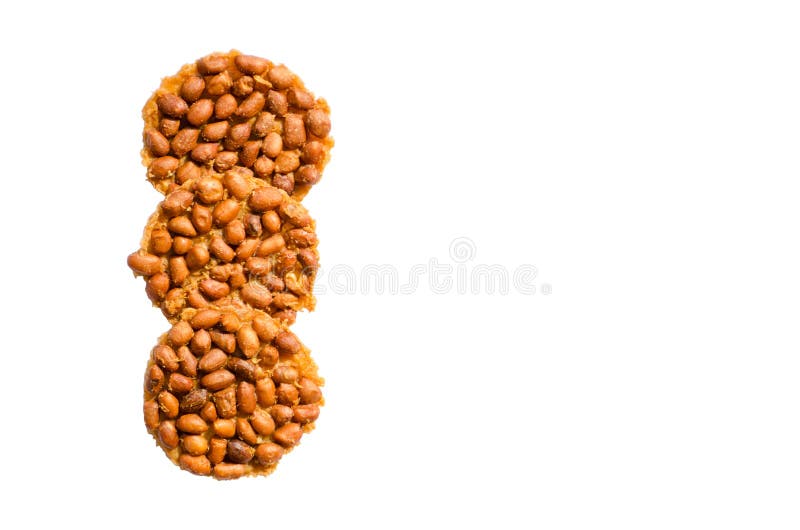 Thai Fried Crispy Peanuts Snack in 3 Pieces with Circle Shape Isolated ...