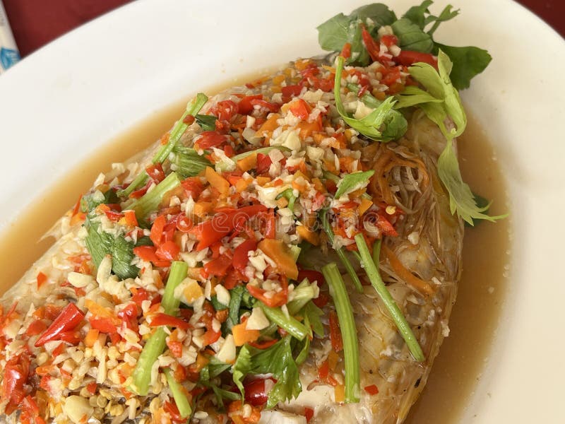 Thai Fried Fish with Spicy Sauce, Thai Food Stock Photo - Image of ...