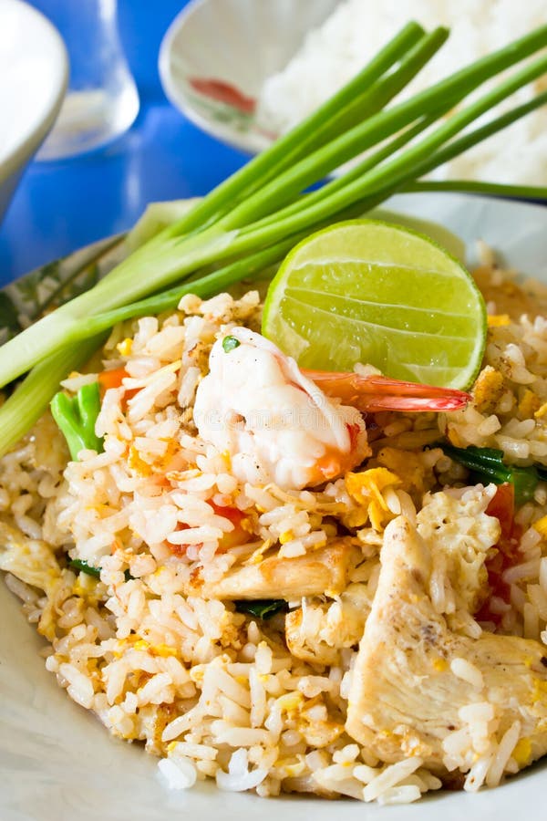 Sriracha Fried Rice with Shrimp Stock Image - Image of fresh, garnished ...