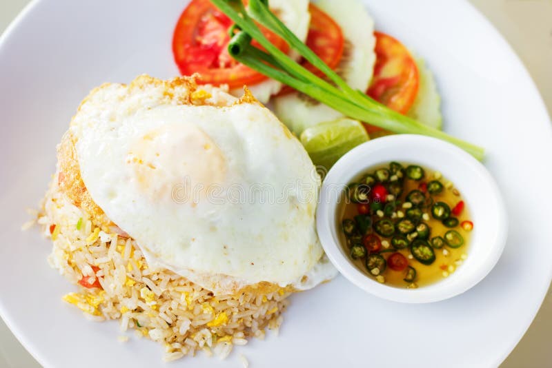 Thai Fried Rice with Egg (Khao Phat) Stock Photo - Image of rice ...