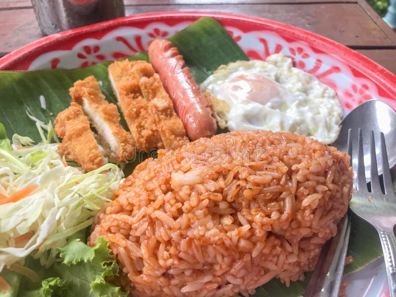 Fried Rice in Plate Thai Style Stock Image - Image of chopsticks ...
