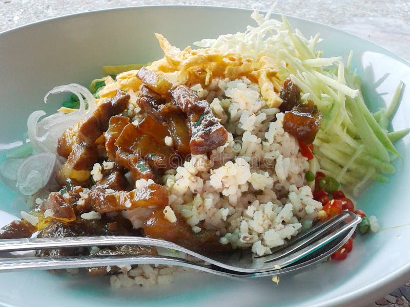 Thai Fried Rice with Shrimp Paste Stock Photo - Image of shallot, food ...