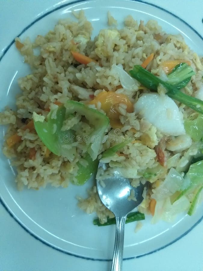 Thai Fried Rice with Vegetable and Fish Salad Stock Image - Image of ...