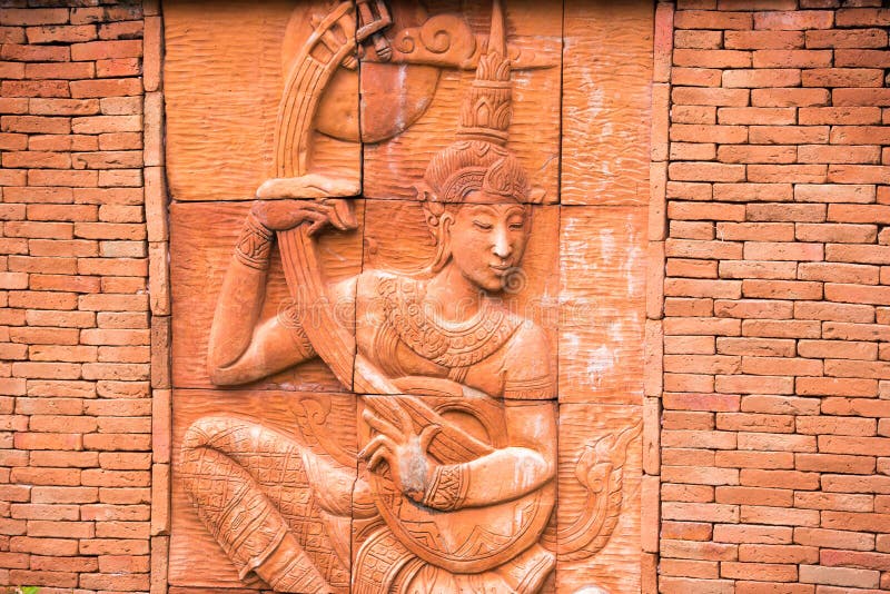 Thai God, Bas-relief. Close-up. Stock Image - Image of limestone ...