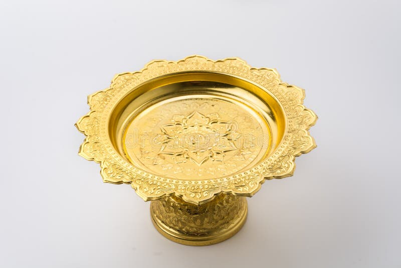 Thai Golden Tray with Pedestal Stock Photo - Image of golden, catering ...