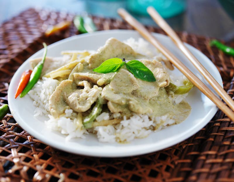 Thai green chicken curry stock photo. Image of spicy - 43366408