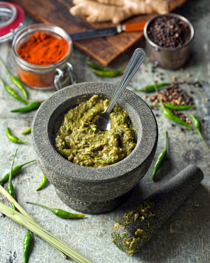 Thai Green Curry Paste stock photo. Image of food, crushed - 84016072