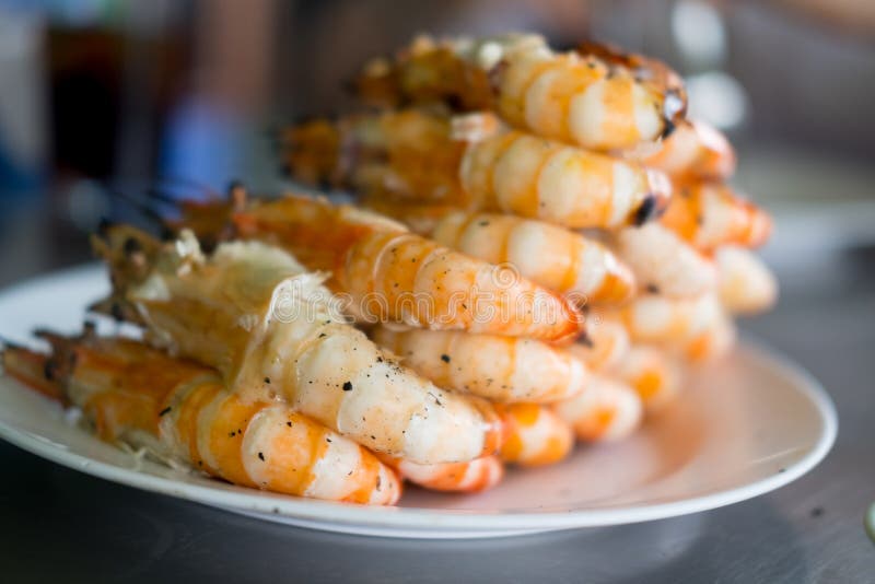 Thai Grilled Prawns Shrimps without the Shell Stock Photo - Image of ...