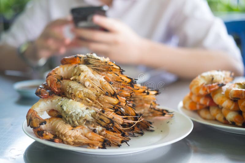 Thai Grilled Prawns Shrimps without the Shell Stock Photo - Image of ...