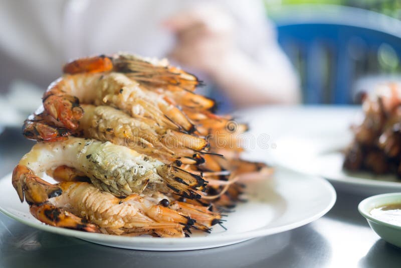 Thai Grilled Prawns Shrimps without the Shell Stock Photo - Image of ...