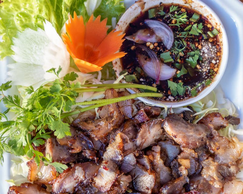 Thai Grilled Wild Boar Pork Stock Image - Image of spicy, meat: 174102799