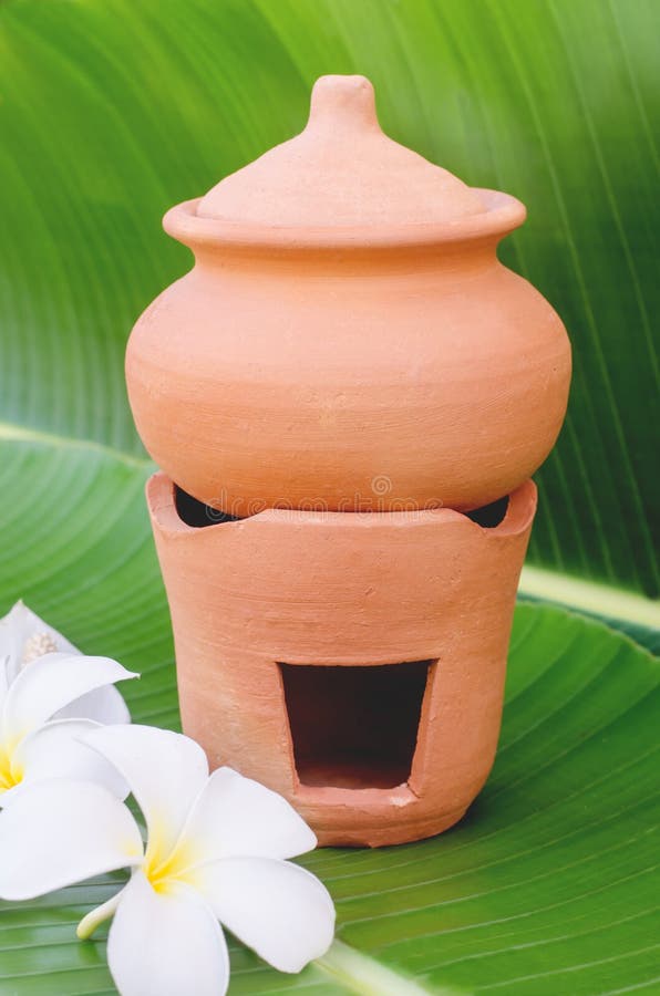 Thai Handmade Clay Pot for Cook and Clay Stove Stock Image - Image of ...