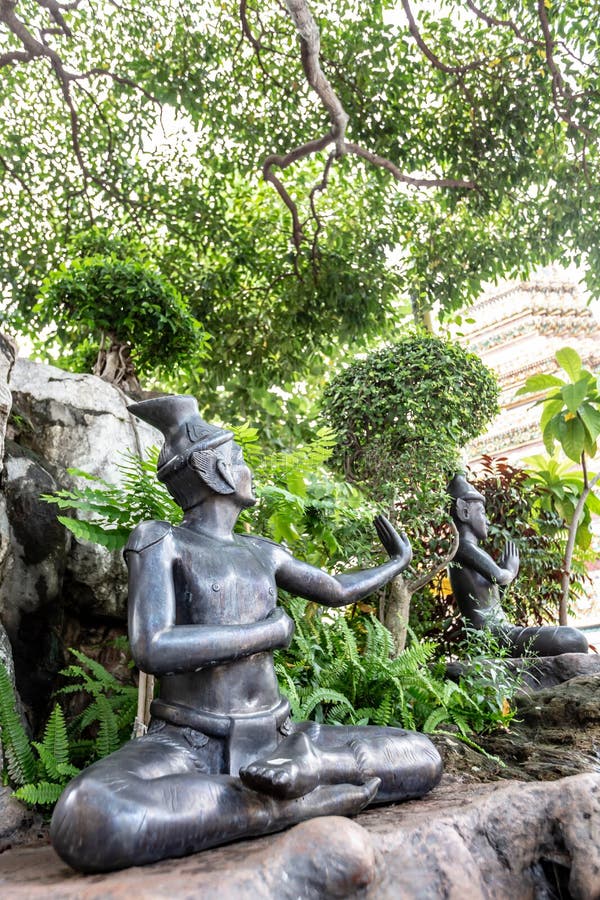 Thai Hermit Exercise Wat Pho Stock Image - Image of statue, sculpture ...