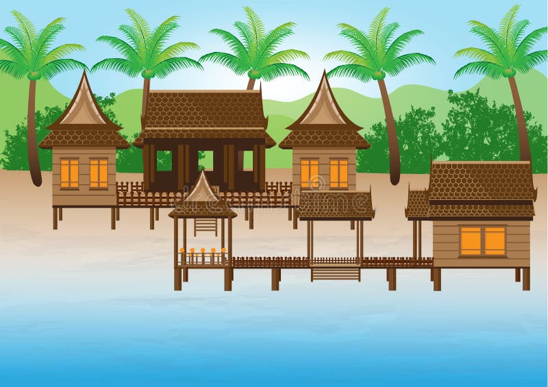 Thai house design stock vector. Illustration of design - 57269150