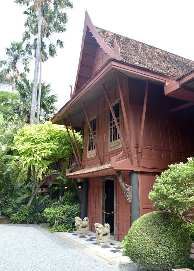 Traditional Thai House Set in the Garden Stock Photo - Image of ...