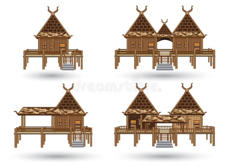 Thai house stock vector. Illustration of vector, texture - 55384564