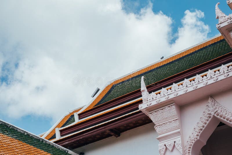 Thai House in Thai Temple with Blue Sky Stock Photo - Image of wall ...