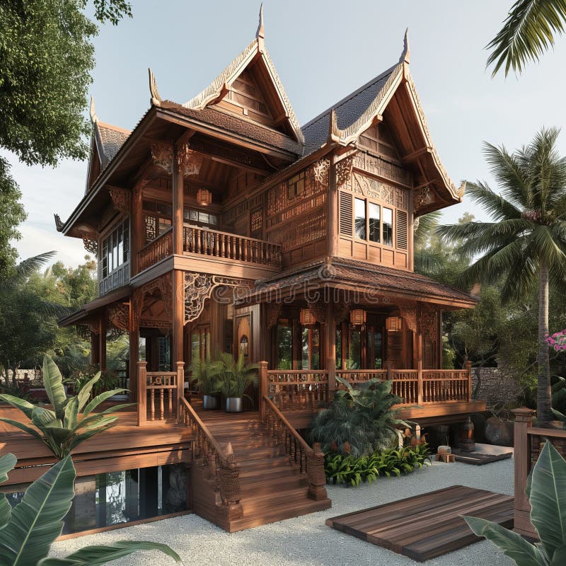 Thai House Traditional Style so Beautiful Stock Illustration ...