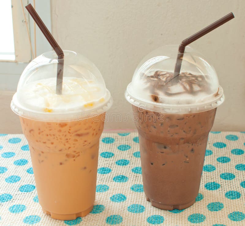 Thai Iced Tea with Iced Chocolate Stock Image - Image of cold, tasty ...