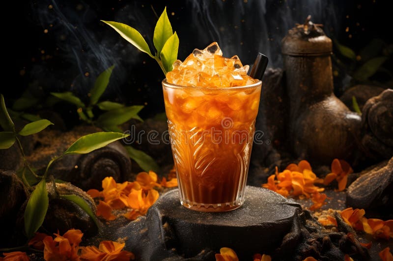 Thai Iced Tea Temptation stock illustration. Illustration of plant ...