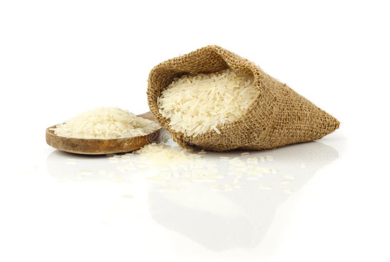 Thai Jasmine Rice on White Background Stock Image - Image of long, food ...