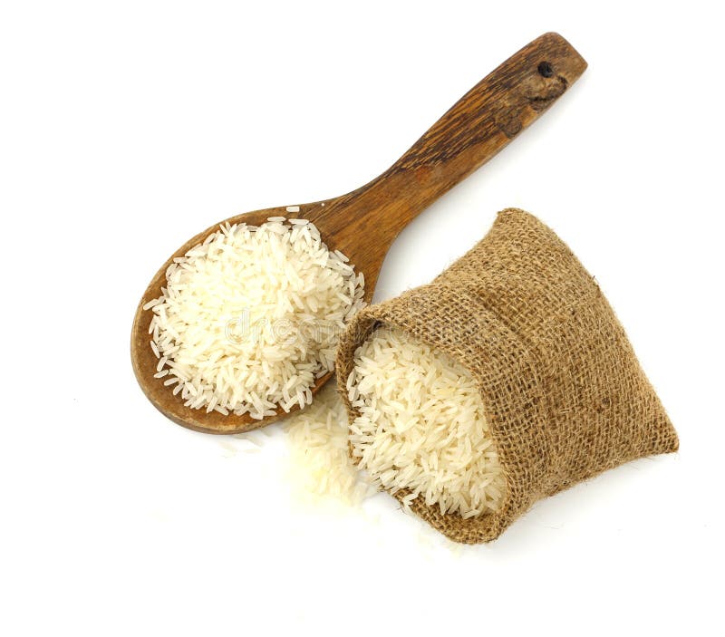 Thai Jasmine Rice on White Background Stock Photo - Image of isolated ...