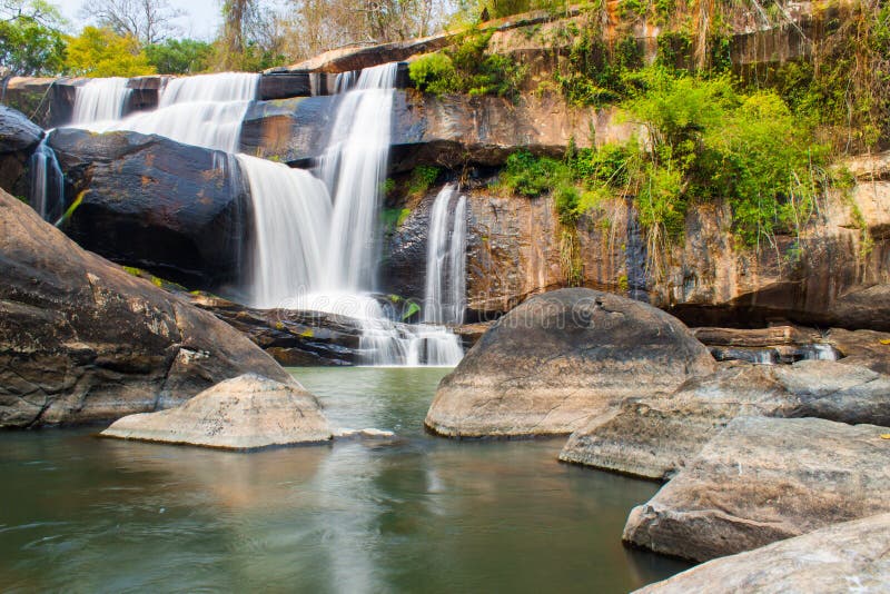 Thai-Laos waterfall stock image. Image of heaven, amazing - 31497749