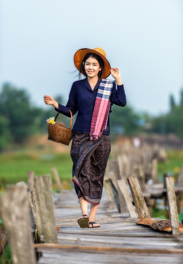 Thai Girl Dressing with Traditional Style Stock Photo - Image of ...