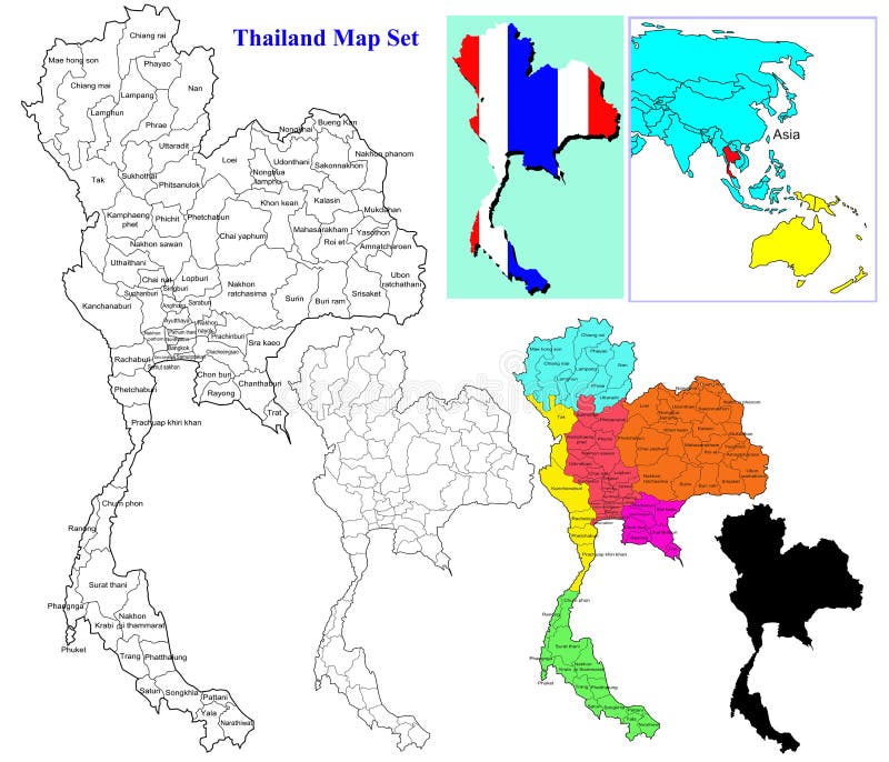 Thai map set stock illustration. Illustration of surface - 41750331
