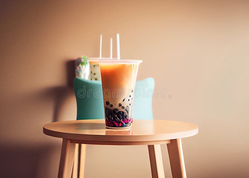 Thai Milk Tea with Bubbles in Cafe Restaurant, AI Generated Stock ...