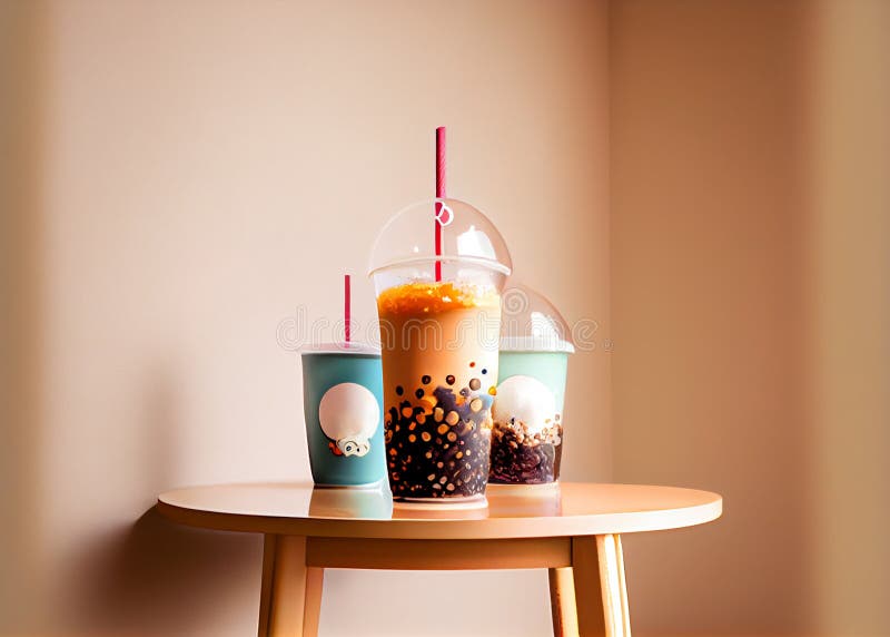 Thai Milk Tea with Bubbles in Cafe Restaurant, AI Generated Stock ...