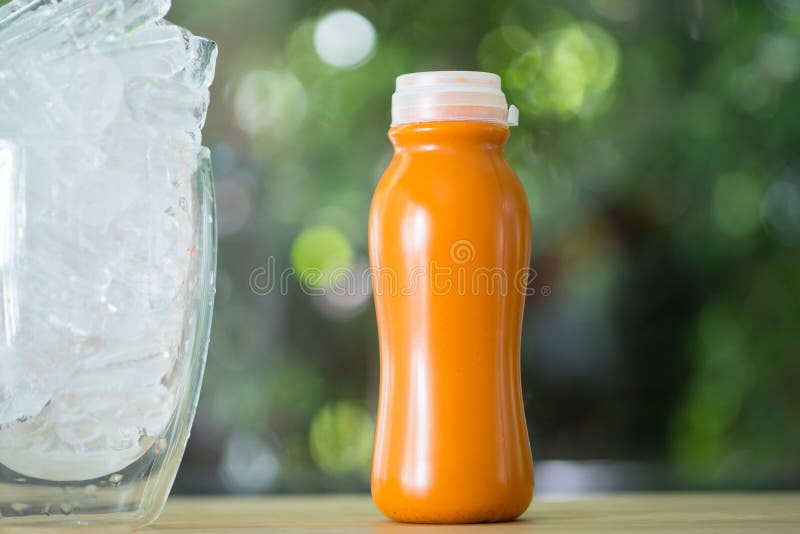 Thai Milk Tea in Plastic Bottle Stock Photo - Image of sugar, orange ...