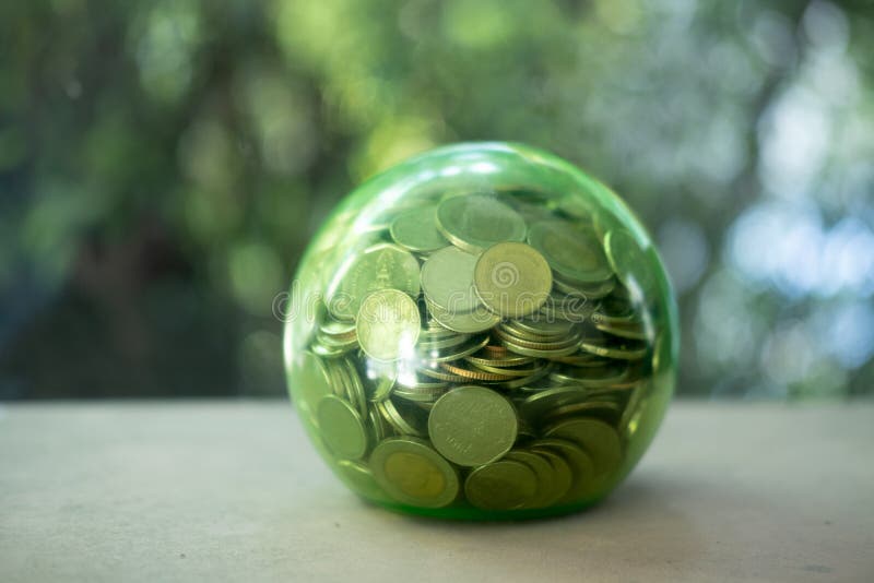 Thai Money Coin Inside Green Circle Shape Box Stock Photo - Image of ...