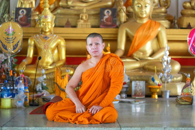 Thai Monk Meditation in the Temple Editorial Stock Photo - Image of ...