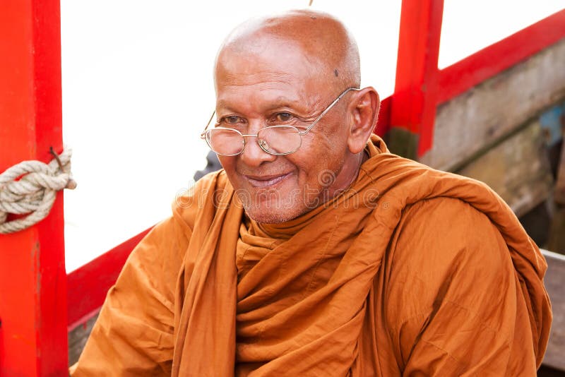 Thai Monk in Traditional Orange Clothes Editorial Image - Image of long ...
