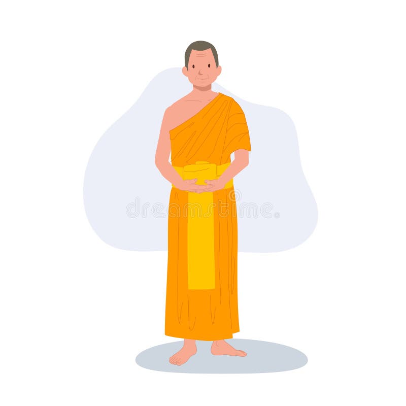 Thai Monk in Traditional Robes Stock Vector - Illustration of practice ...