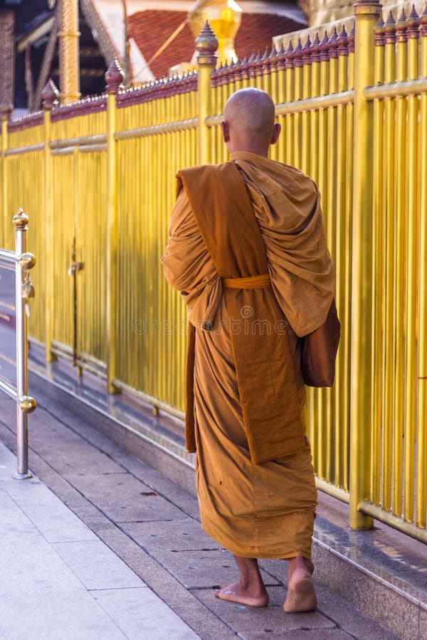 Thai monk walk editorial stock image. Image of monk, temple - 77942814