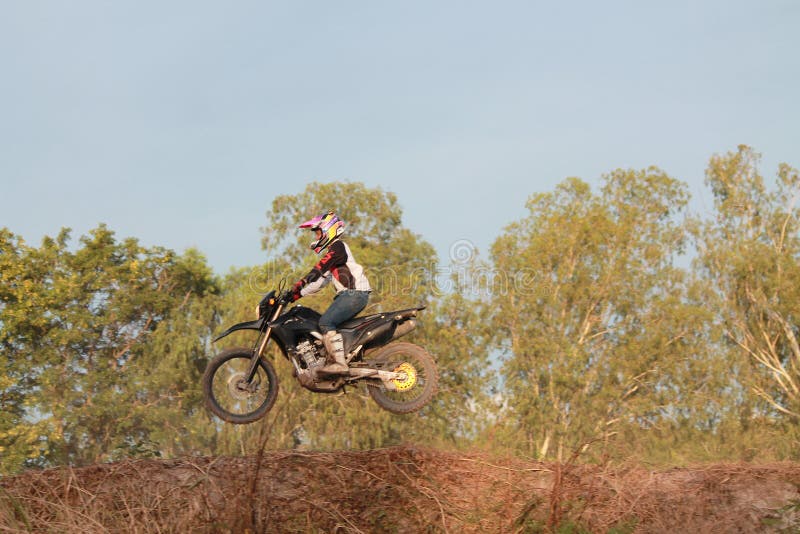Thai Motocross Racer Accelerating in Dirt Trackl. in Practice Motocross ...
