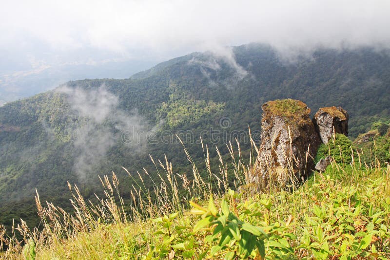 Thai Mountain with Two Rocks Stock Photo - Image of scene, hill: 113576924