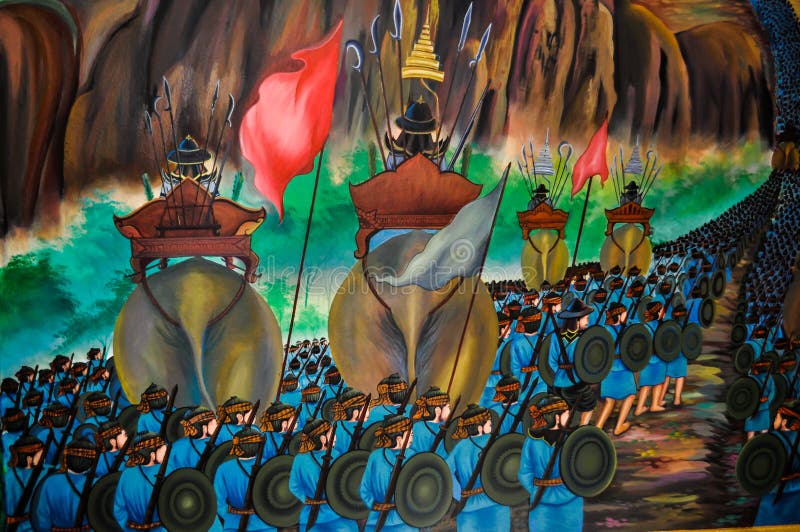 Thai mural paintings stock image. Image of faith, decor - 14888441