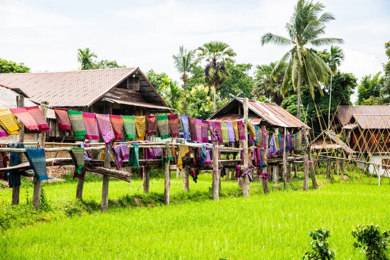Thai Native House with Rice Field Stock Image - Image of natural, house ...