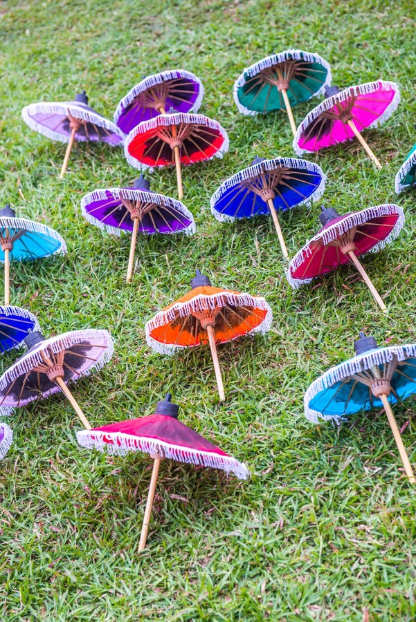 Thai Native Umbrella on Grass Stock Image - Image of chiangmai ...