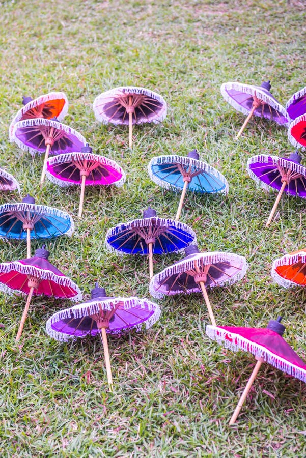 Thai Native Umbrella on Grass Stock Image - Image of decoration ...