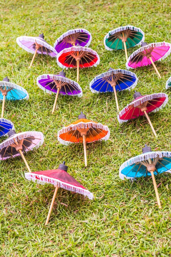 Thai Native Umbrella on Grass Stock Image - Image of decoration ...