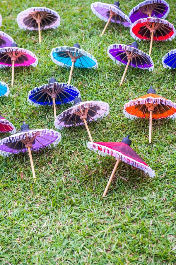 Thai Native Umbrella on Grass Stock Image - Image of grass, thailand ...