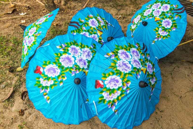 Thai Native Umbrella on Ground Stock Image - Image of native ...